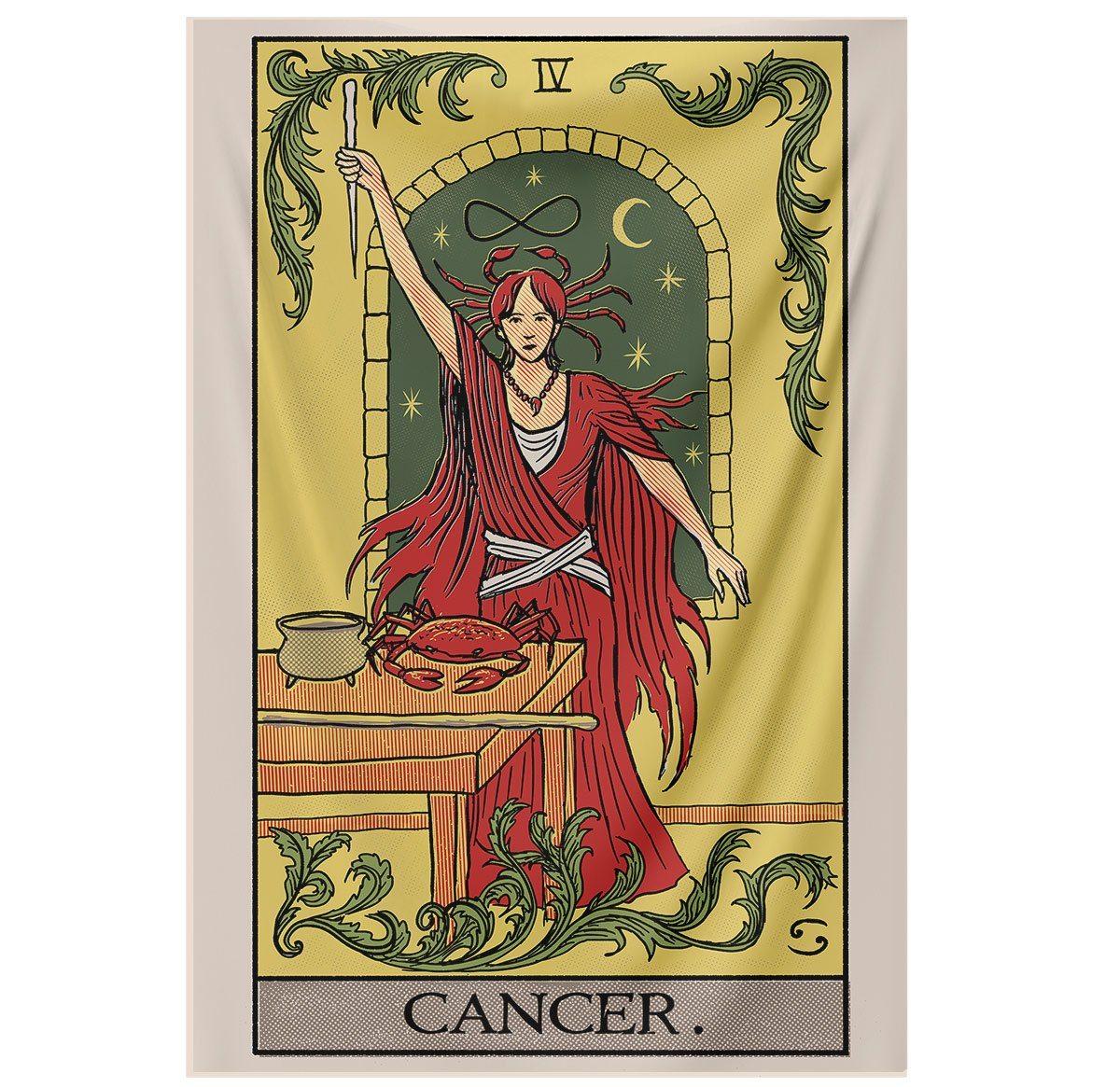Cancer "The Crab" Zodiac Tarot Astrology Tapestry - Nirvana Threads