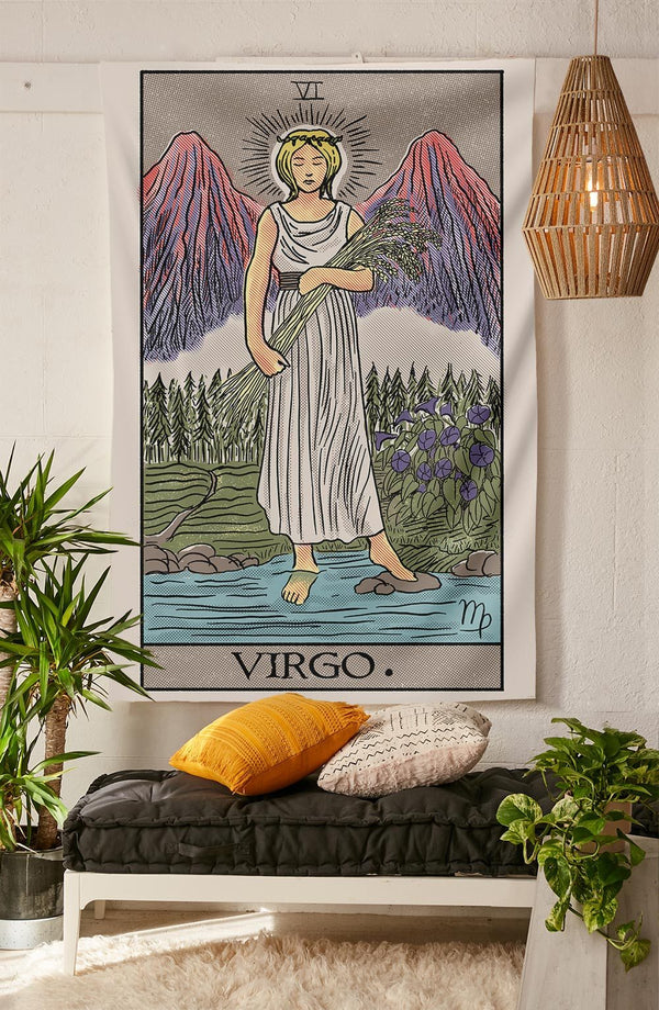 Virgo "The Maiden" Zodiac Tarot Astrology Tapestry - Nirvana Threads